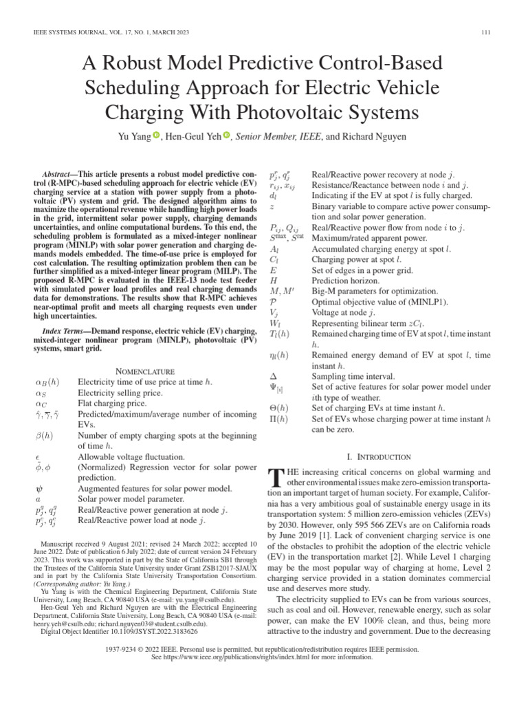A Robust Model Predictive Control-Based Scheduling Approach For Electric Vehicle Charging With ...