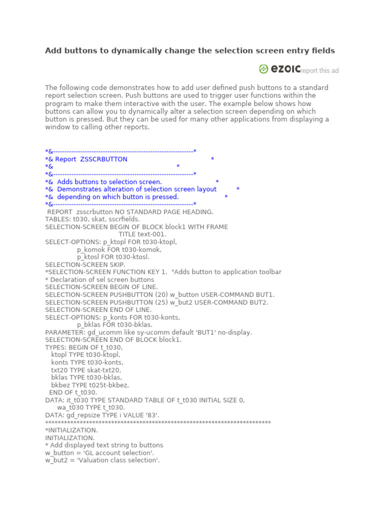 Creating And Handling Buttons In Sap Abap Pdf Software Development Teaching Methods