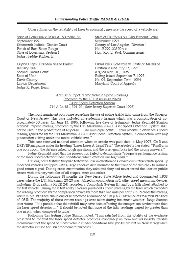 Court Cases on LIDAR Speed Detection | PDF | Lidar | Testimony
