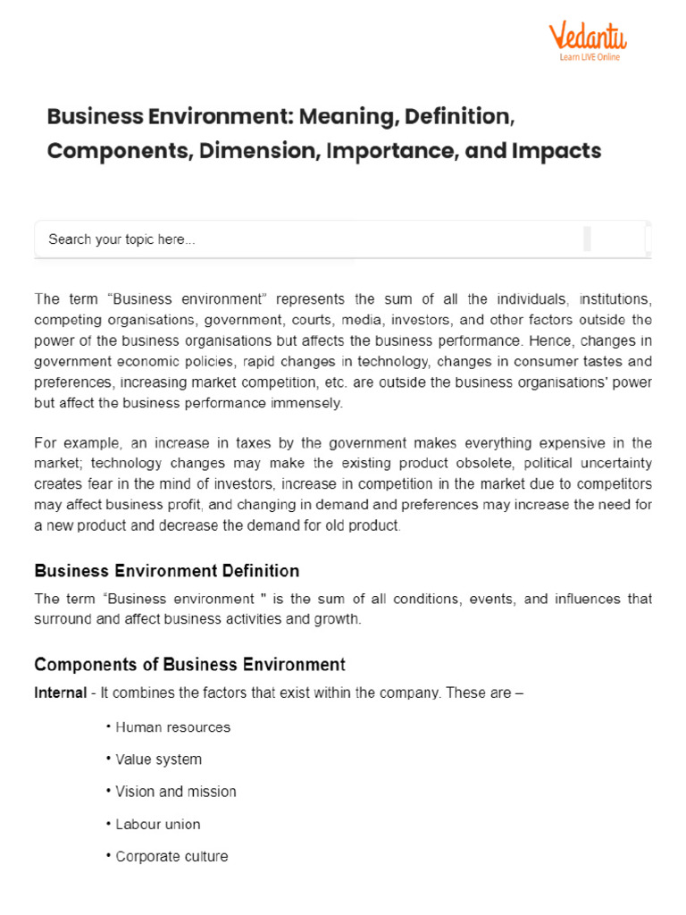 Business Environment - Meaning, Definition, Components, Dimension ...