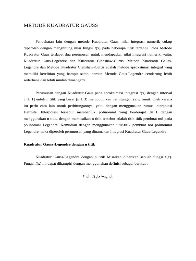 Metode Kuadratur Gauss | PDF
