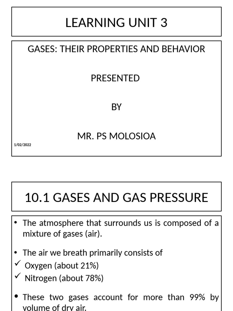 Learning Unit 3 Chapter 10 Gases | PDF | Gases | Teaching Methods ...