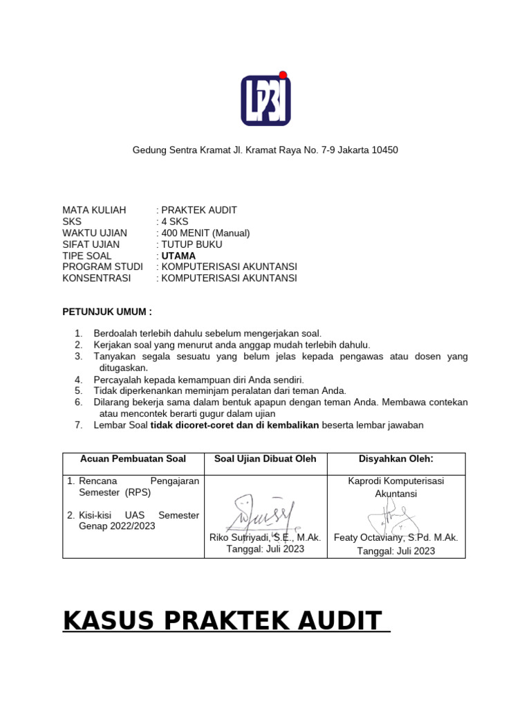 Soal Audit Practice | PDF