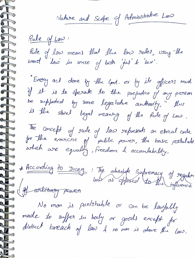 LLB Notes - Nauture and Scope of Administrative Law | PDF