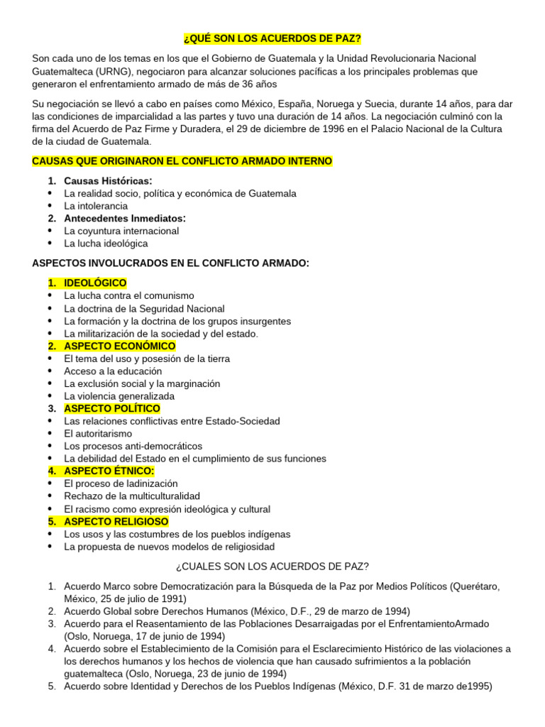 QUÉ SON LOS ACUERDOS DE PAZ | PDF QUÉ SON LOS ACUERDOS DE PAZ | PDF