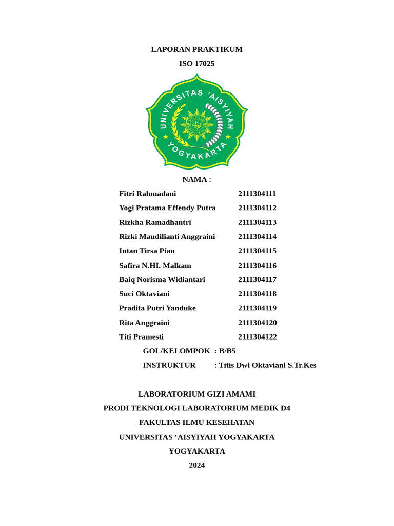 B5 - Laporan Praktikum ISO 17025 | PDF
