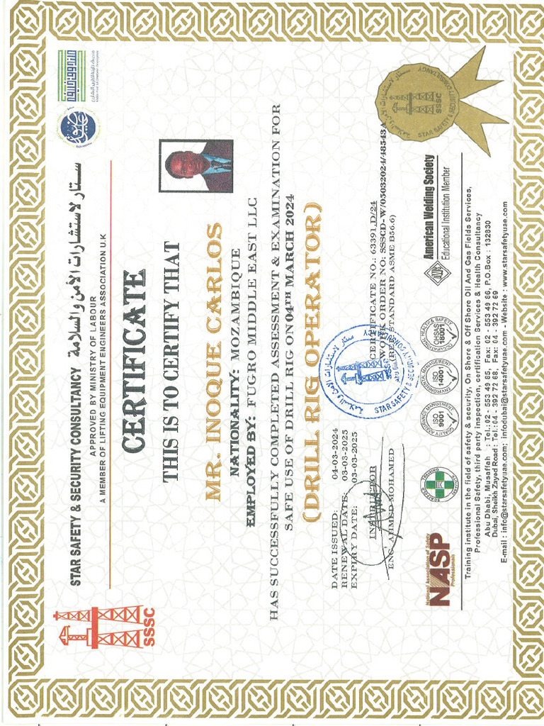 Inouqe Drilling Certificate | PDF