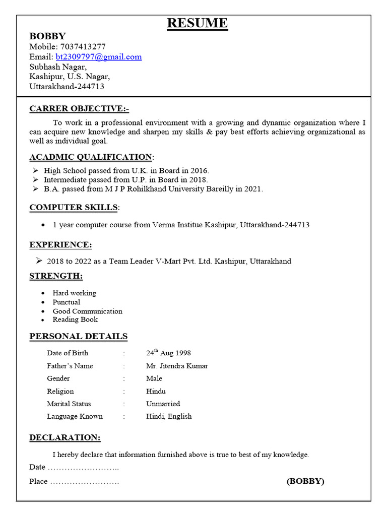 Bobby Resume | PDF