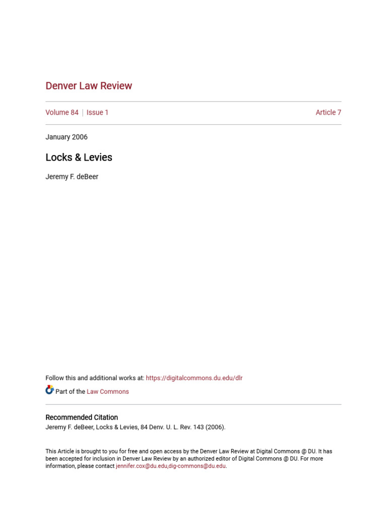 Locks & Levies | PDF