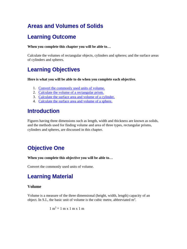 C7 Areas and Volumes of Solids | PDF