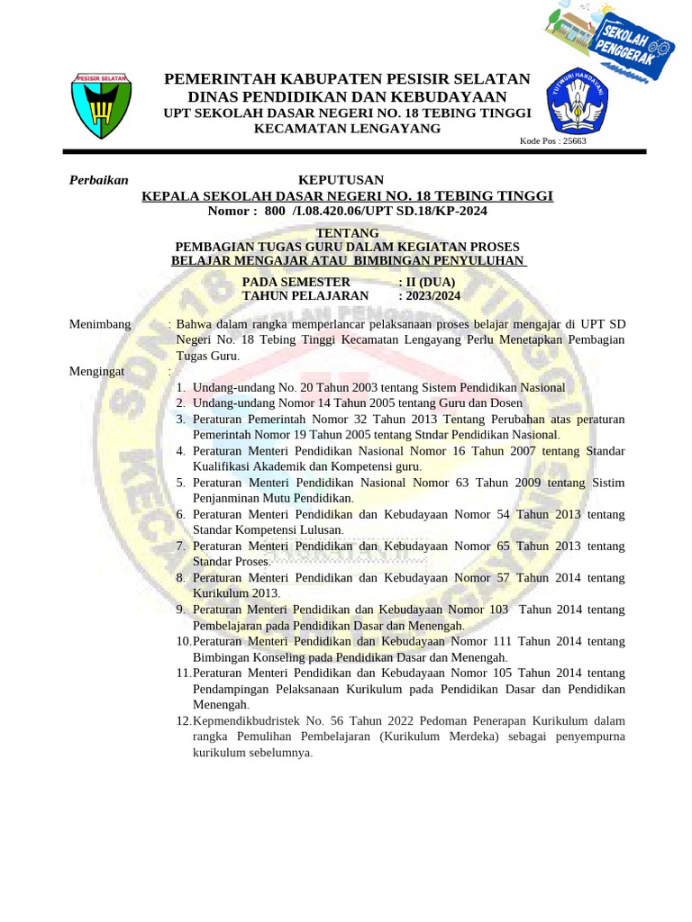 SK PBM Semester 2tahun 20232024 Perbaikan | PDF