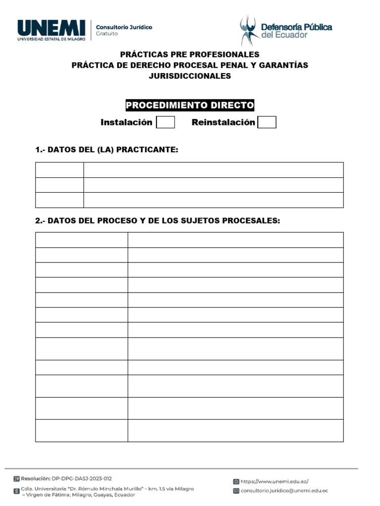 B - Formulario de Audiencia de Procedimiento Directo | PDF | Ley ...