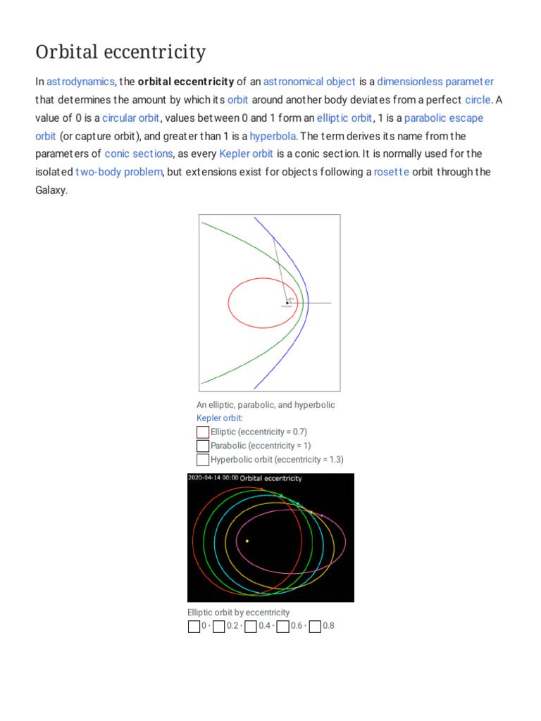 Orbital Eccentricity | PDF