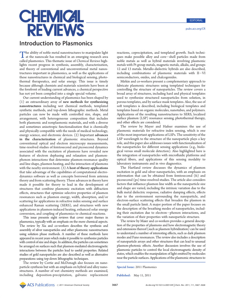 Odom Schatz 2011 Introduction To Plasmonics | PDF