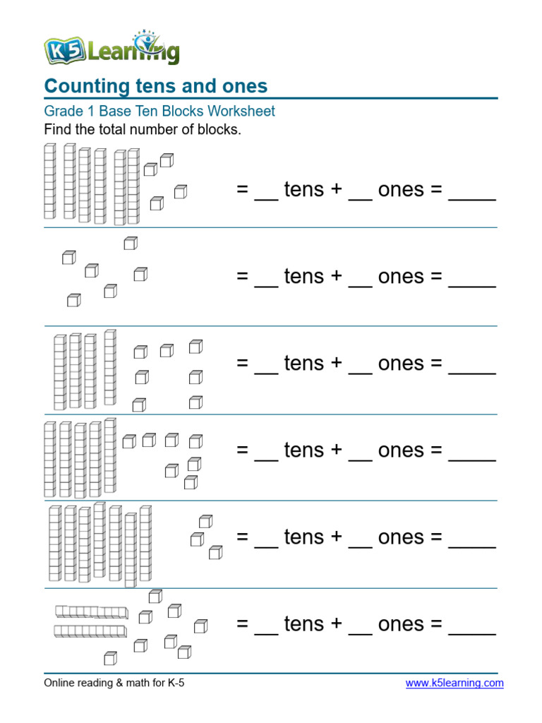 1st Grade Base Ten Blocks Count Tens Ones 3 | PDF