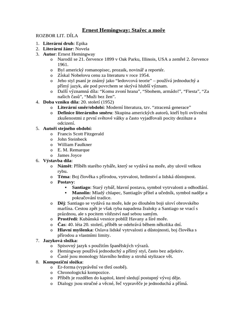 Čtenářský List Osnova Pro Rozbor Umělec. Textu | PDF