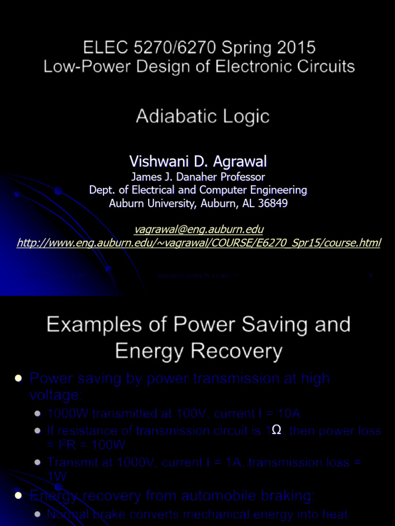Adiabatic Logic | PDF | Electronic Design | Computer Engineering