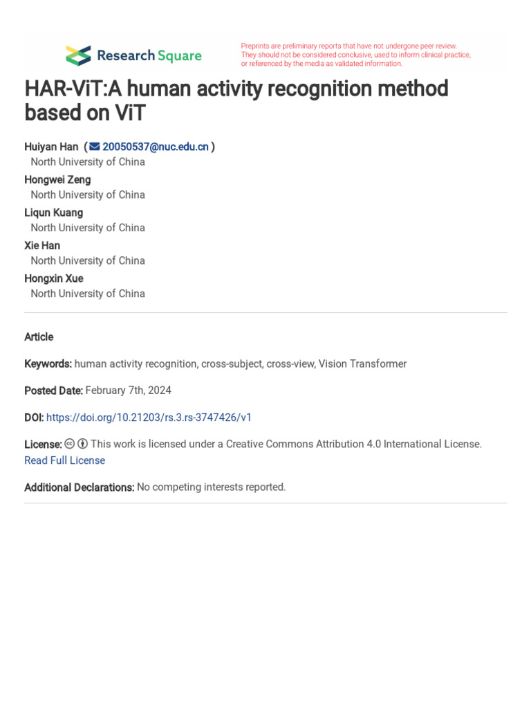 HAR-ViTA Human Activity Recognition Method Based o | PDF
