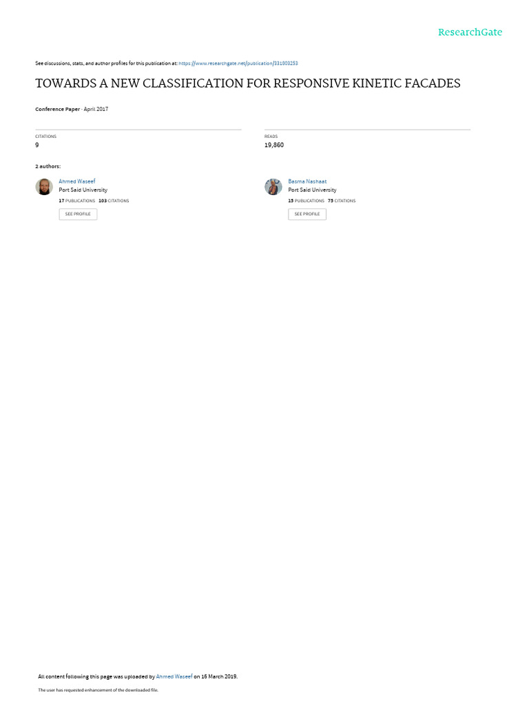 Towards a New Classification for Responsive Kinetic Facades | PDF