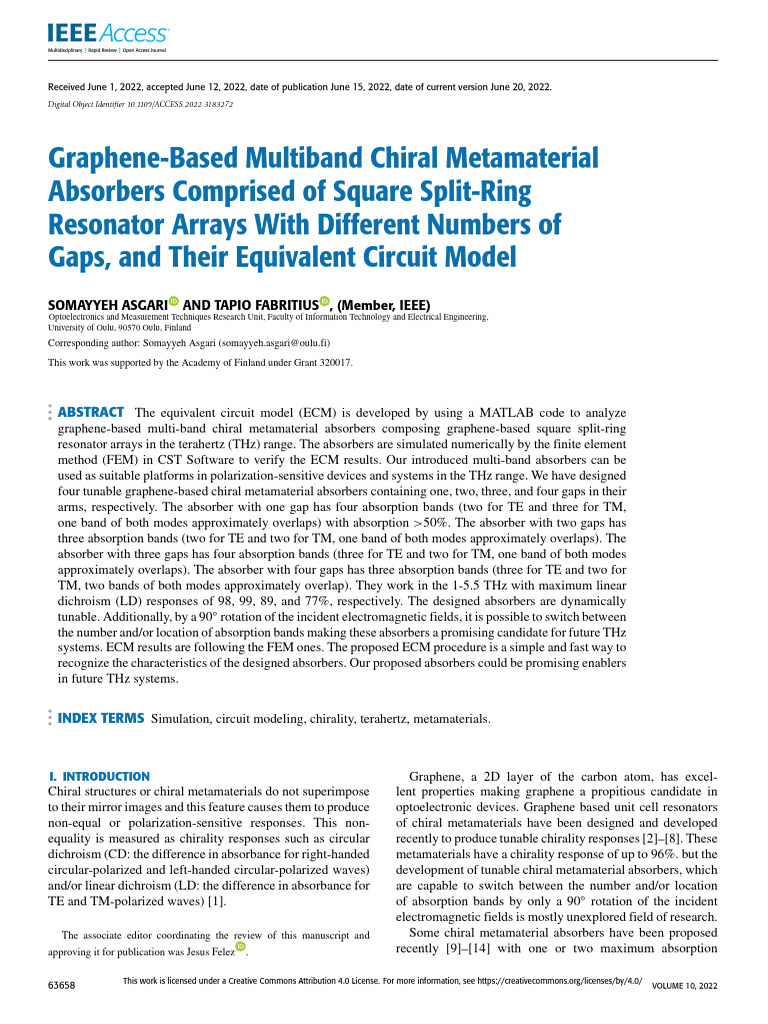 Graphene Based Multiband Chiral Metamaterial Absorbers Comprised Of Square Split Ring Resonator