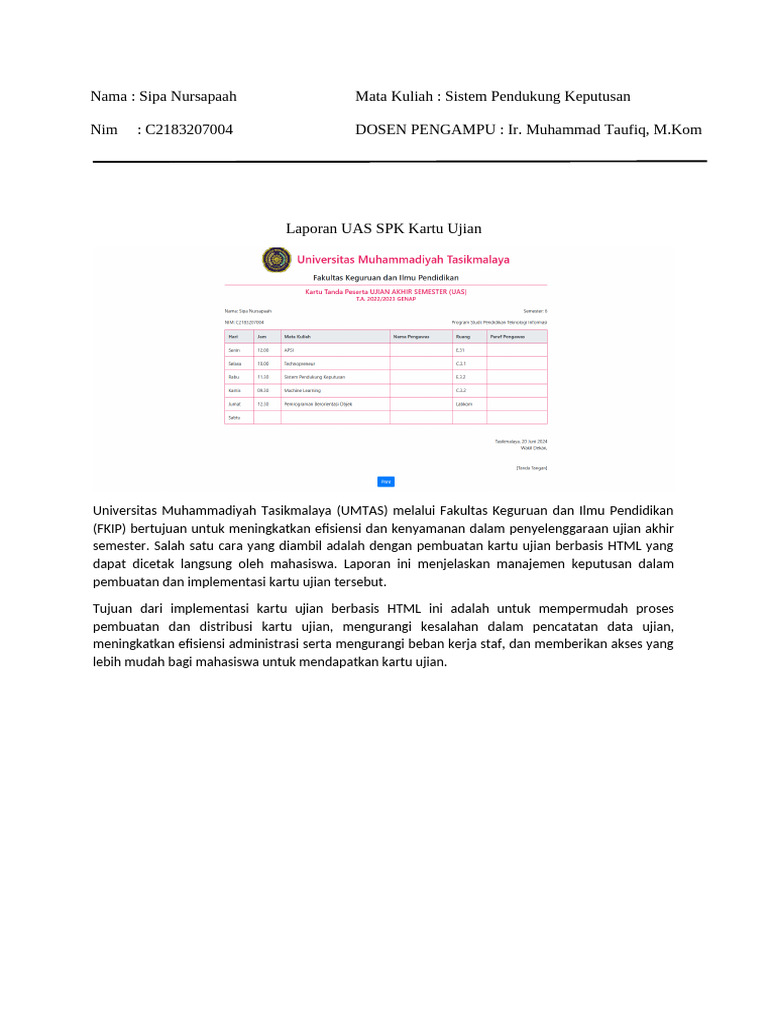 Laporan Uas Sipa | PDF