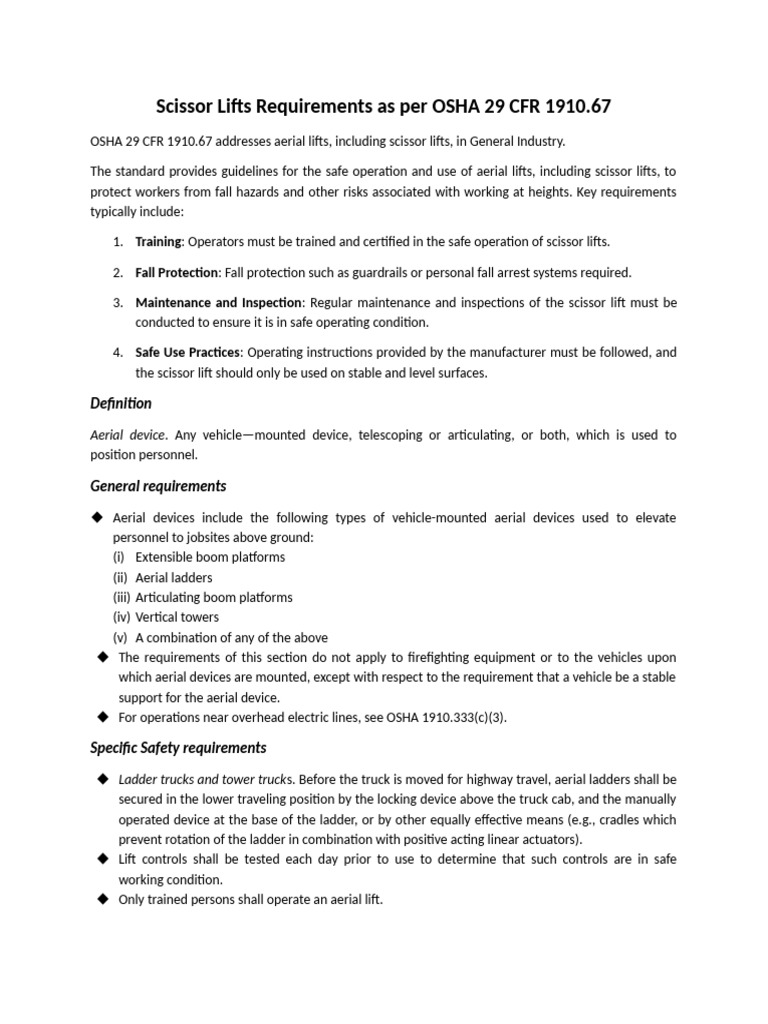 Scissor Lift OSHA | PDF