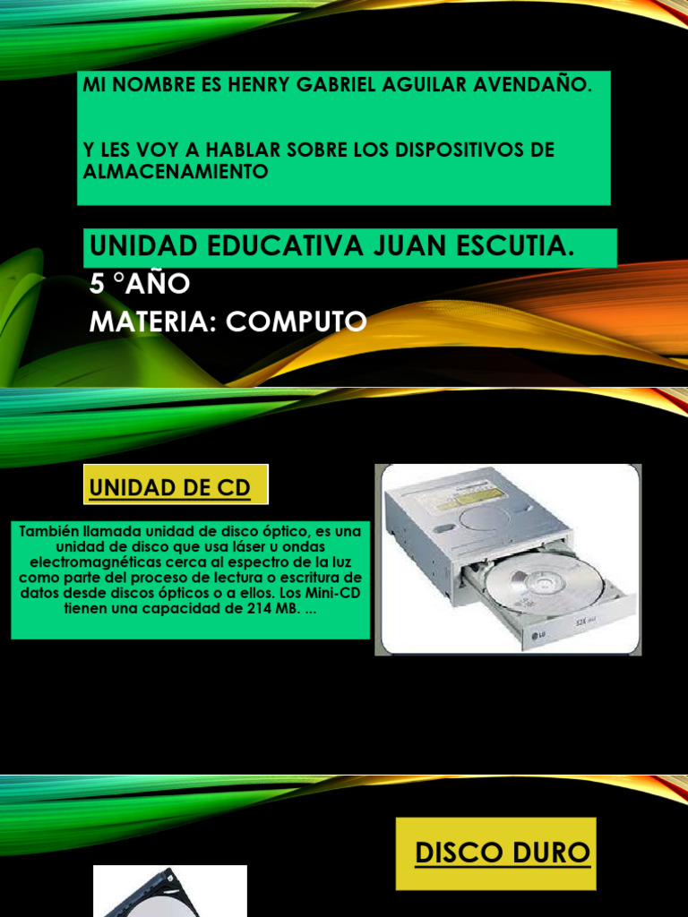 Tarea de Computacion Ejemplos de Dispositivos de Almacenamiento 1 de Oct | PDF