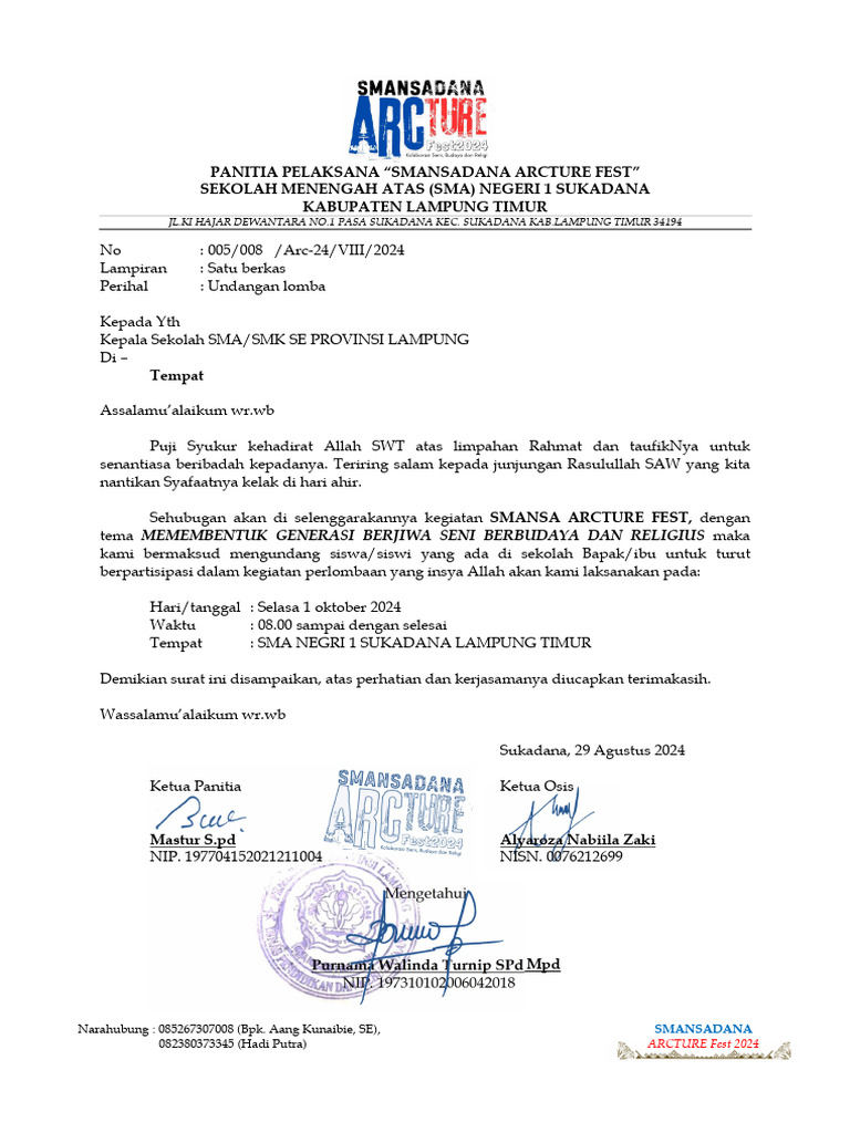 Undangan ARCTURE24 Smansadana | PDF
