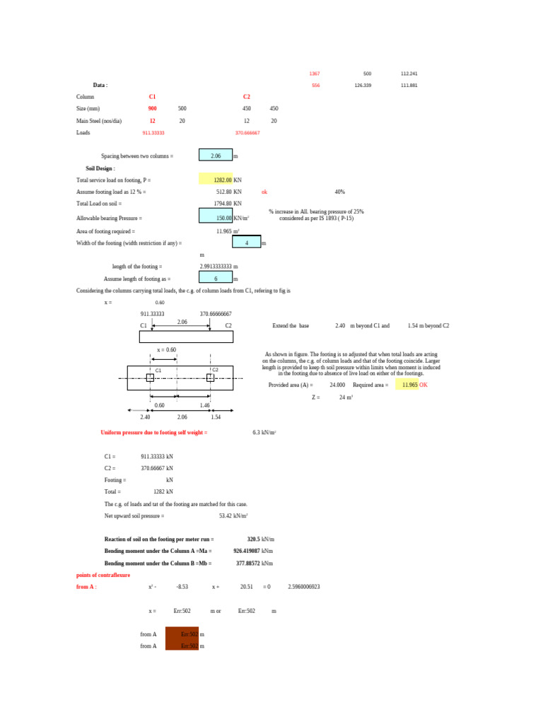 Combined Footing Design and Analysis | PDF | Mechanical Engineering | Civil Engineering
