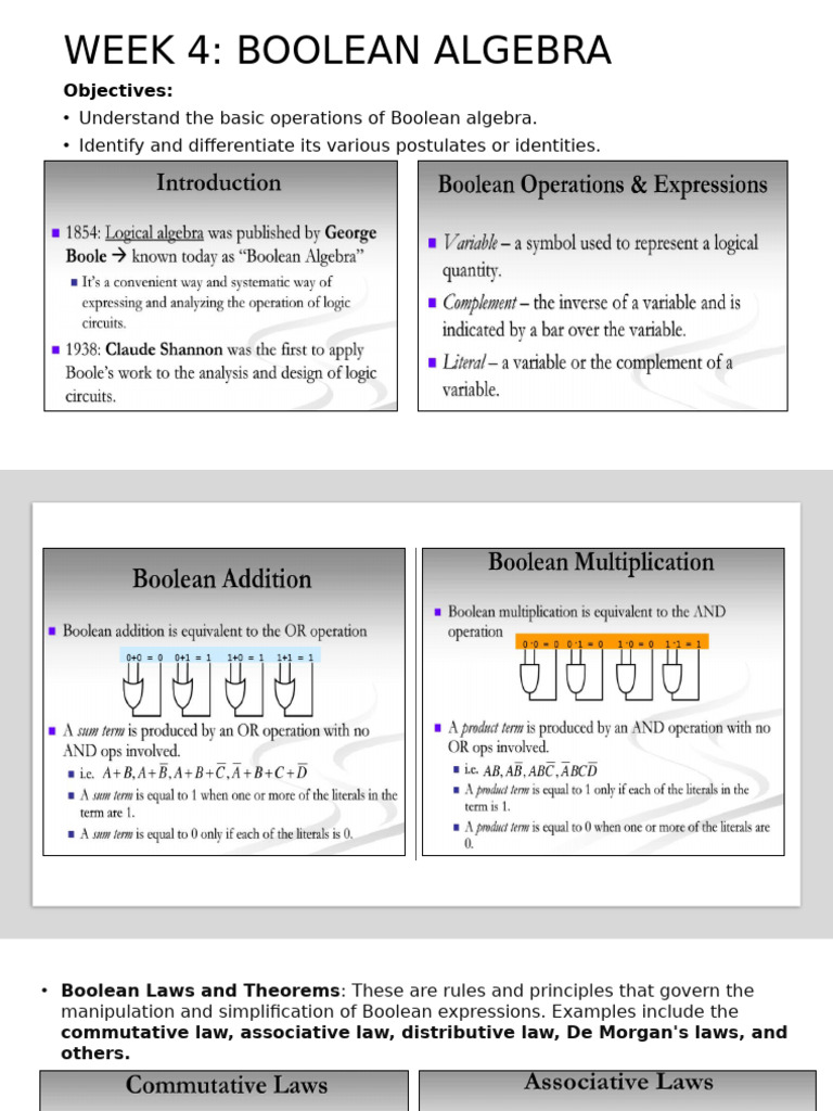 Cosc 65 Week 4 Boolean Algebra | PDF