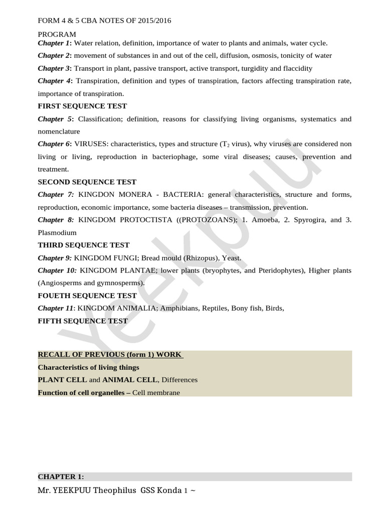 Ordinary Level Notes (Forms 3-5) | PDF