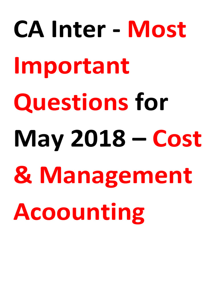 CA Inter - Most Important Questions For Costing Paper by CA Purushottam Aggarwal | PDF