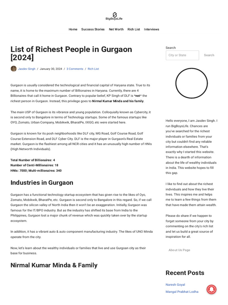 List of Richest Gurgaon (2024) | PDF