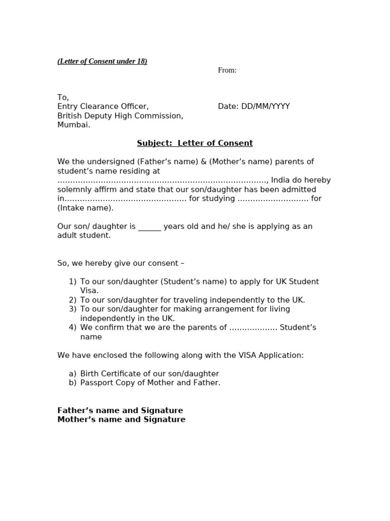 1709098606731-Consent Letter Under 18 | PDF