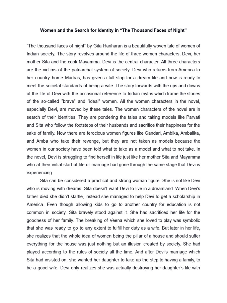 Thousand Faces of Night | PDF | Devi | Identity (Social Science)