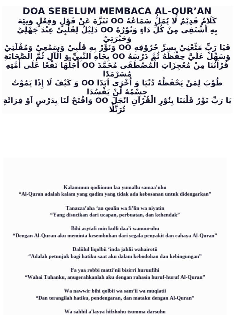 Doa Sebelum Membaca Alquran | PDF