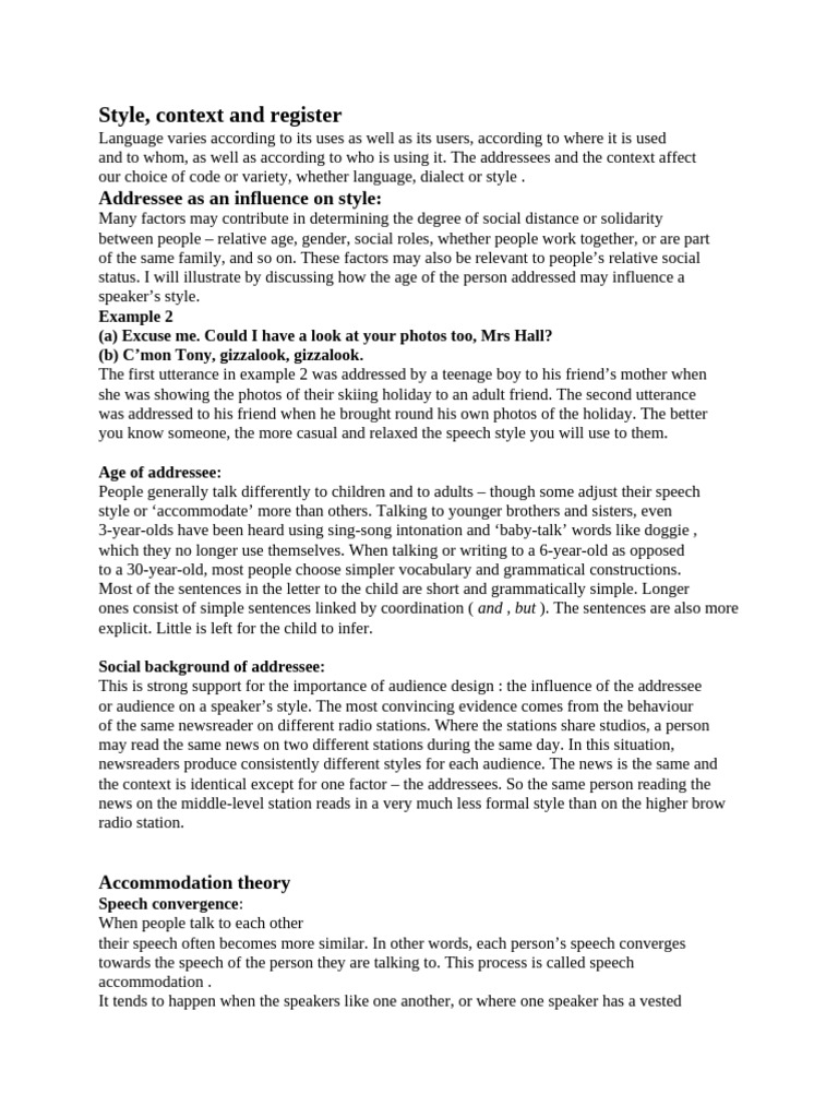 Style, Register and Context | PDF