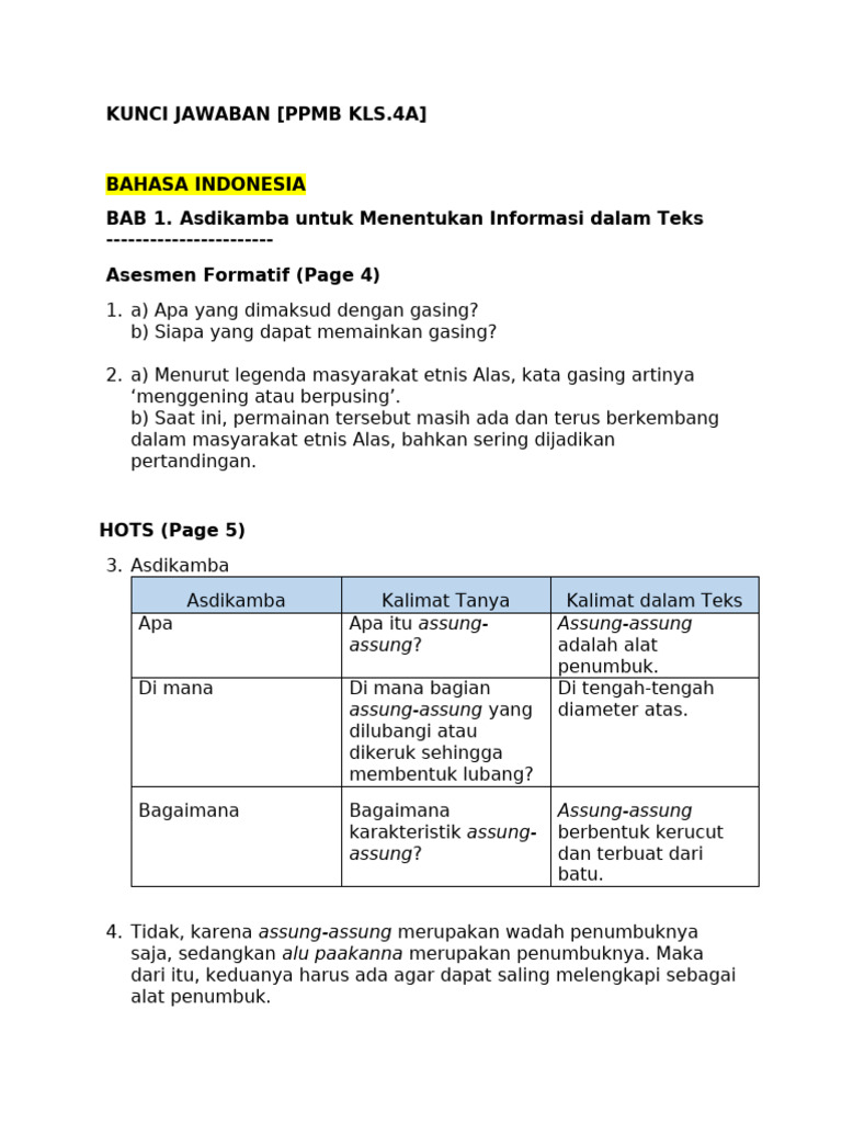 PPMB - PENGUATAN PEMBELAJARAN MERDEKA BELAJAR 4A - KM-Kunci Jawaban ...