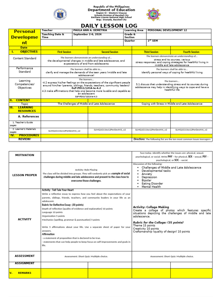 5-Perdev DLL | PDF | Adolescence | Science & Mathematics