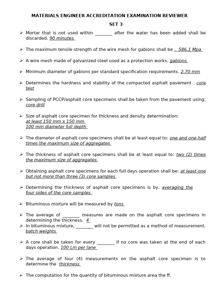 MATERIALS ENGINEER ACCREDITATION EXAMINATION REVIEWER (SET 3) | PDF