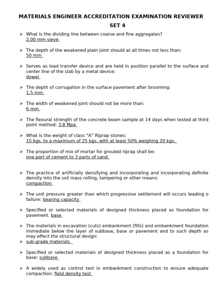 Materials Engineer Accreditation Examination Reviewer (Set 4) | PDF