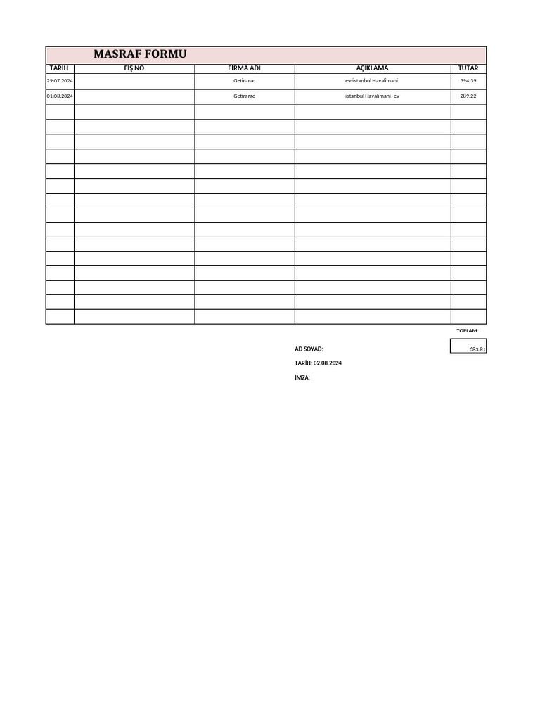 Masraf Formu) | PDF