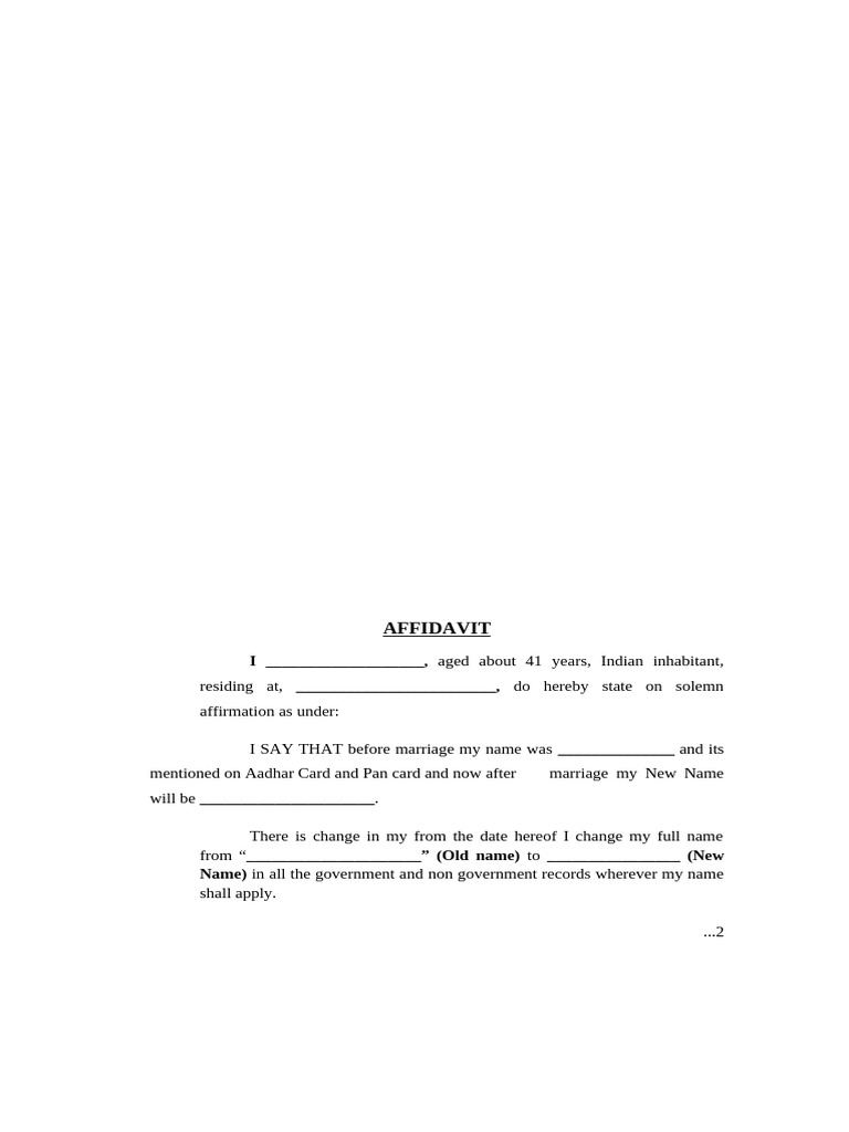 Gazette Affidavit Format | PDF