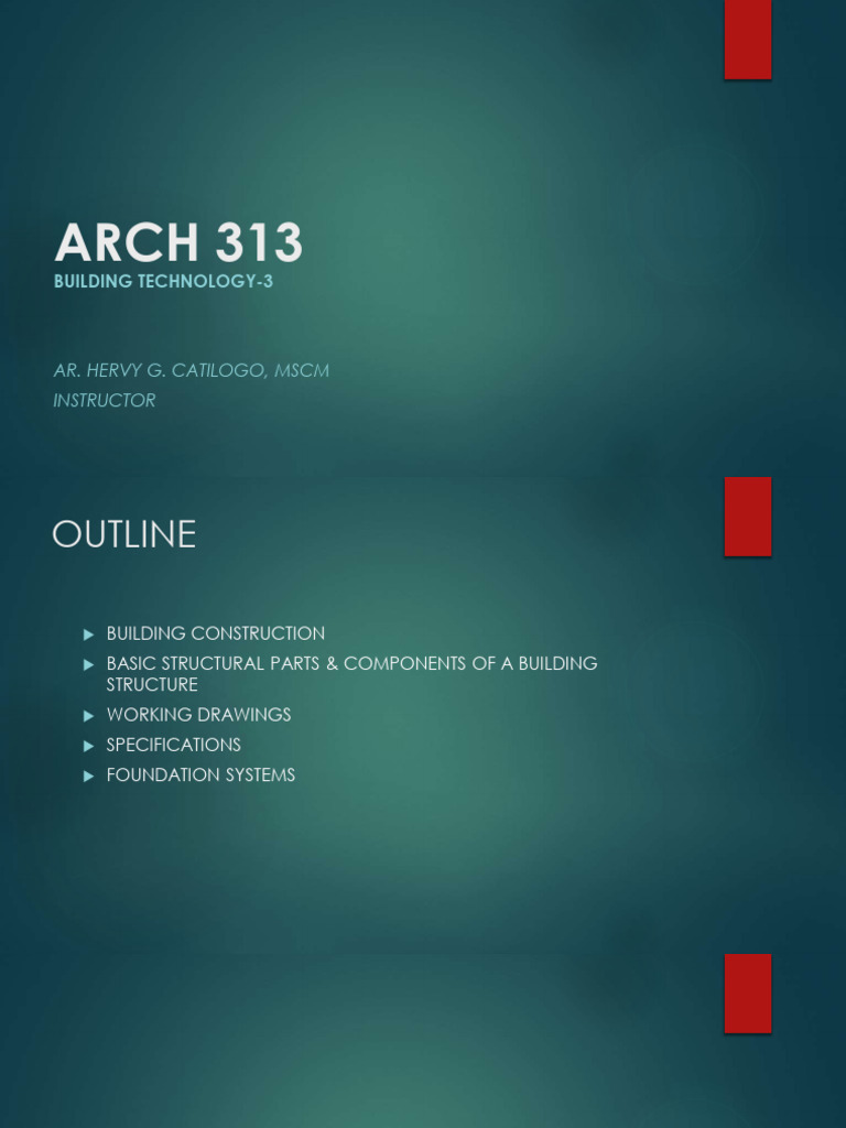 Arch 313 Bldg. Tech 3 Introduction | PDF