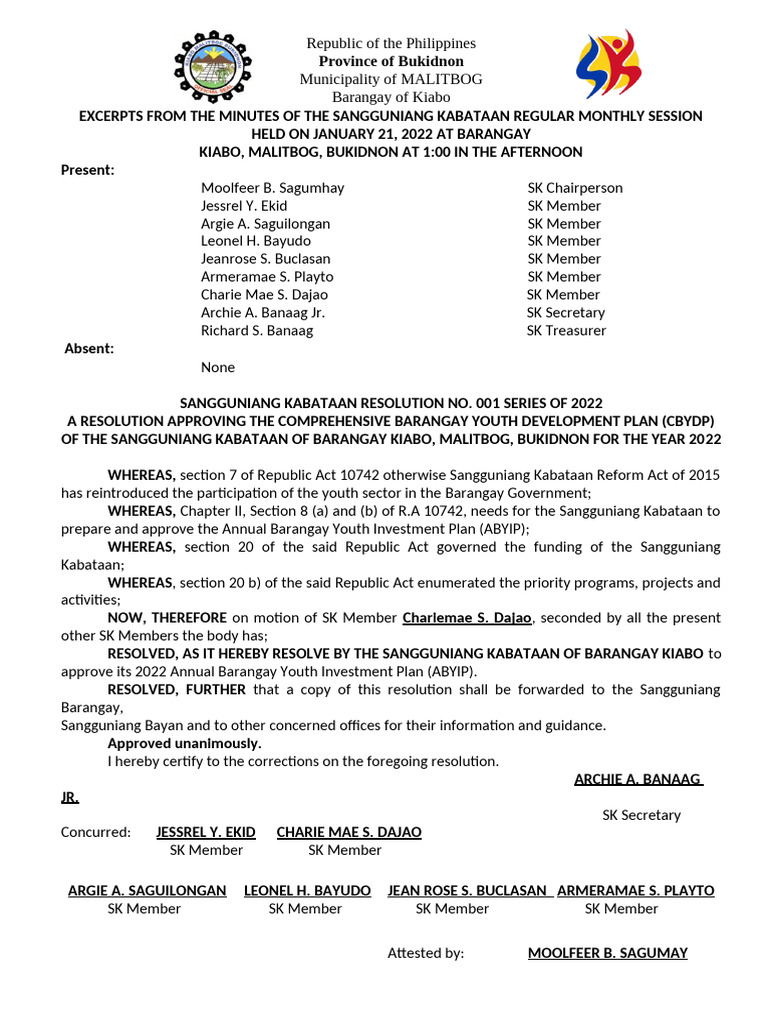 Reso For CBYDP 2022 | PDF