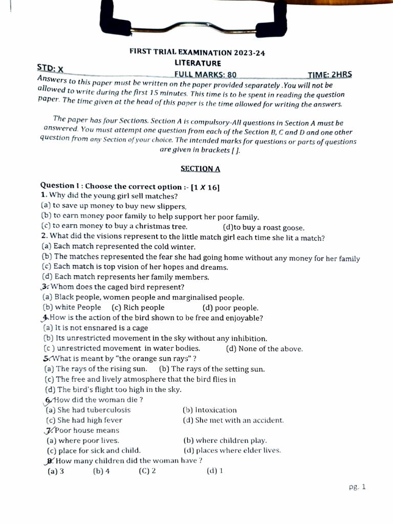 First Trial Exam 2023-24: Literature Paper | PDF | The Merchant Of ...
