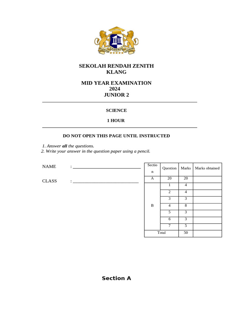 Science Mid Year 2 | PDF
