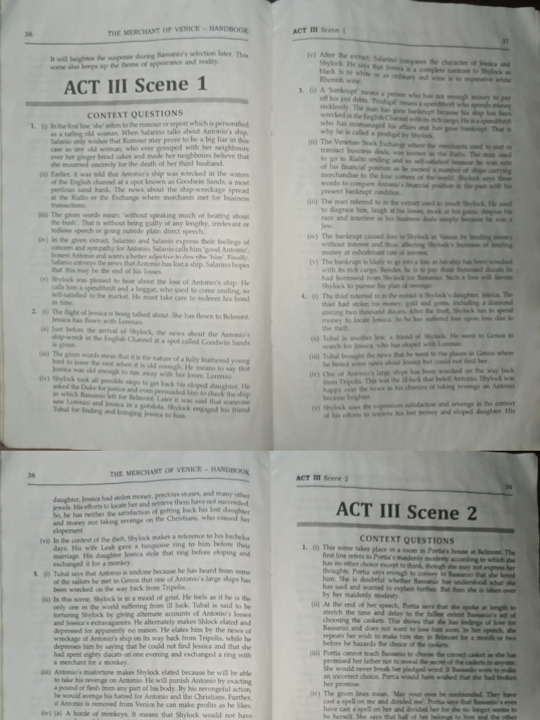 Act III Workbook Answers | PDF