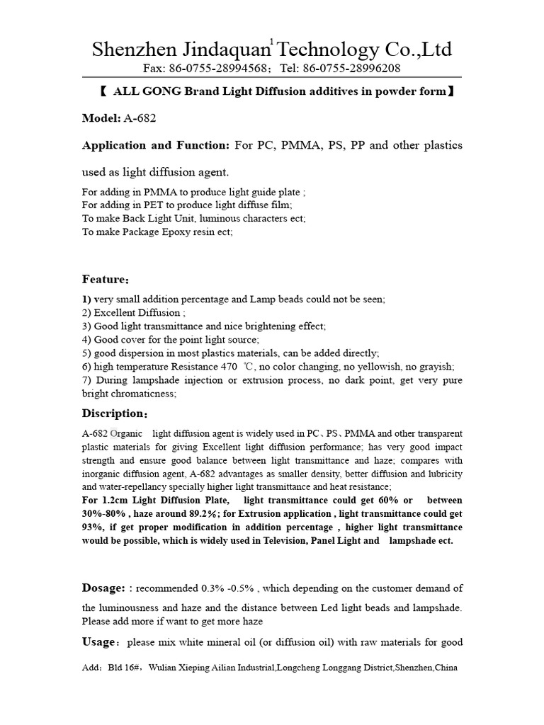 A-682 diffuser powder TDS | PDF