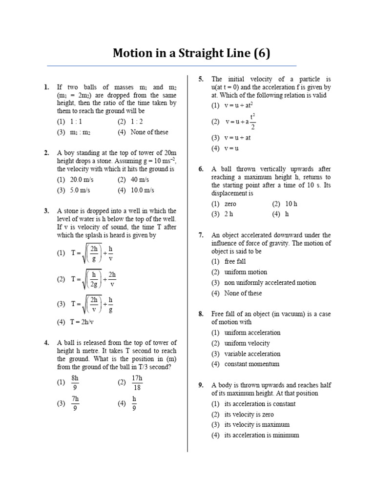 Motion in A Straight Line - 6-1 | PDF